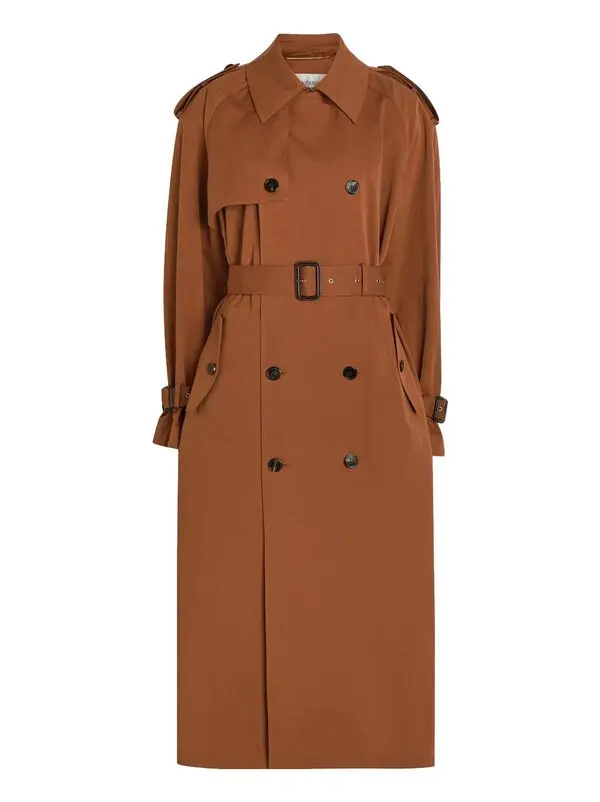 Saint Laurent Double-breasted Cotton And Silk-blend Trench Coat - Moca
