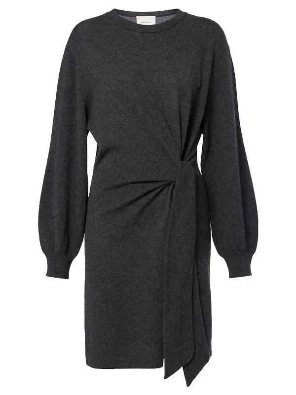 LISA YANG Abrielle Gathered Cashmere Sweater Dress - Grey