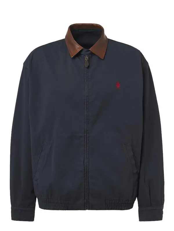 Prada Leather-trimmed Cotton Canvas Blouson Jacket - Blue