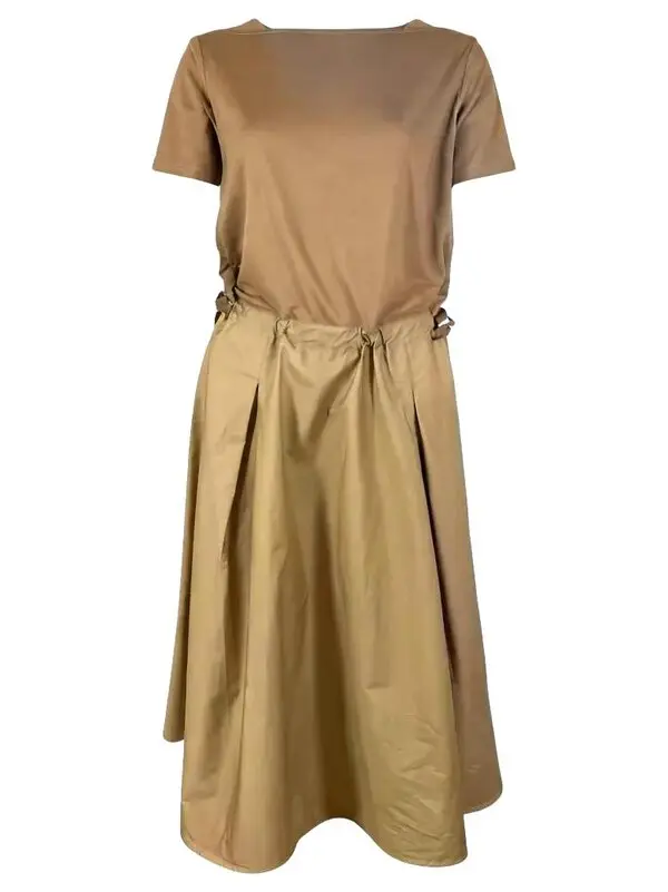 Herno Drawstring Pleated Midi Dress - Brown