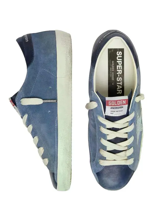 GOLDEN GOOSE Super-star Sneakers In Suede With Glitter Star - Blue