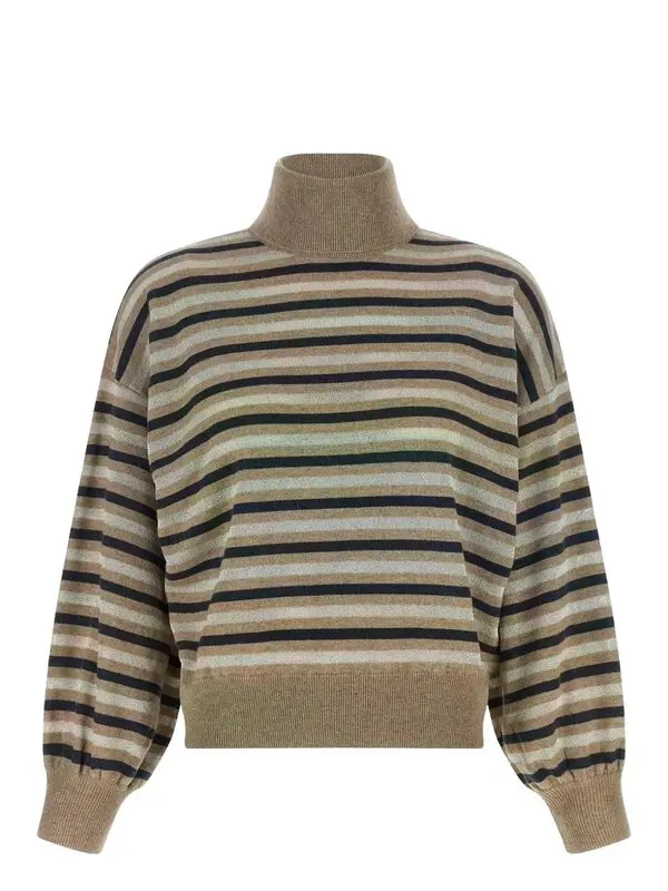 Brunello Cucinelli Striped Lamé-knit Sweater - Neutrals