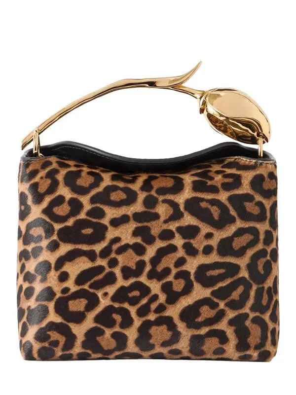 Erdem Bloom Mini Leopard Print Calf Hair Clutch - Multi