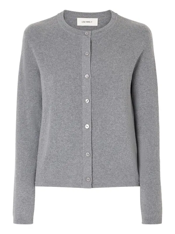 LISA YANG Abeena Ribbed Cotton And Cashmere-blend Cardigan - Gray