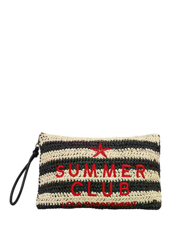Lola Casademunt Striped Starfish Motif Woven Wallet With Wrist Strap - Black