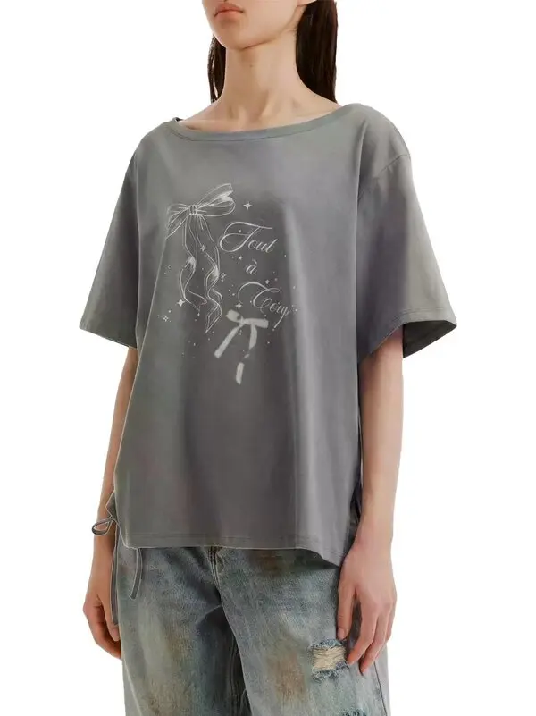 TOUT A COUP Tout À Coup Bow-print T-shirt - Grey