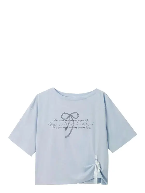 B+AB Graphic Print Side-tie T-shirt - Blue