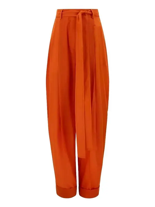 FERRAGAMO Barrel-leg Wool Trousers - Orange