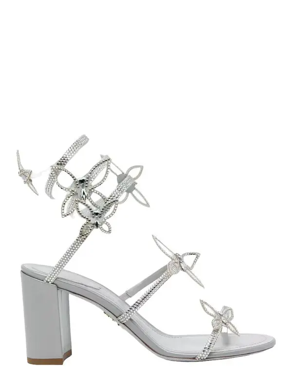 Rene Caovilla 80mm Crystal-embellished Open Toe Sandals - Grey