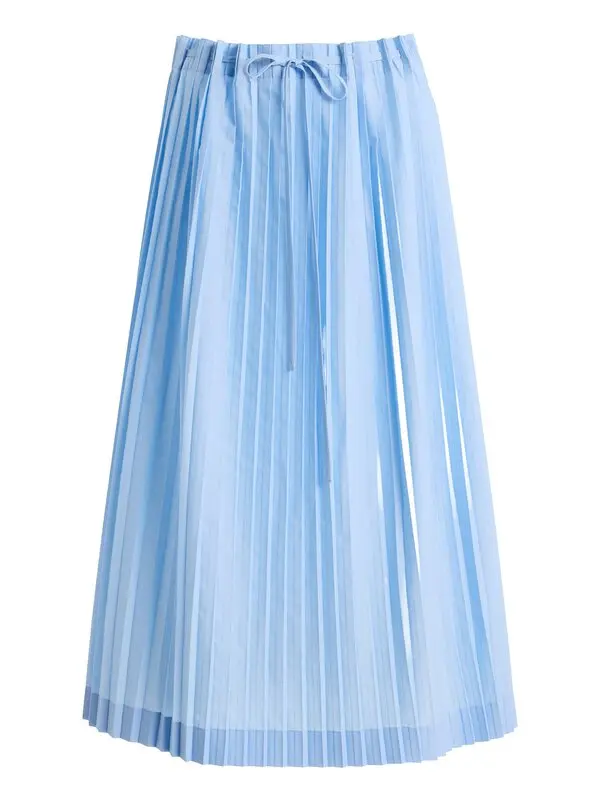 TOTEME Pleated Cotton-blend Midi Skirt - Blue