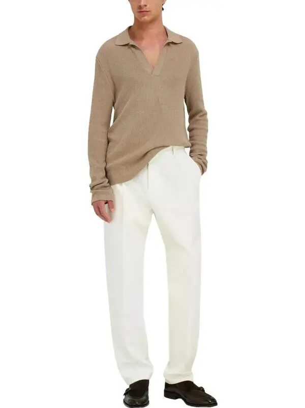FERRAGAMO Long-sleeve Polo Shirt - Neutrals