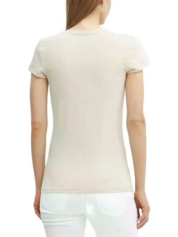 Armani Exchange V-neck Logo Patch T-shirt - Neutrals
