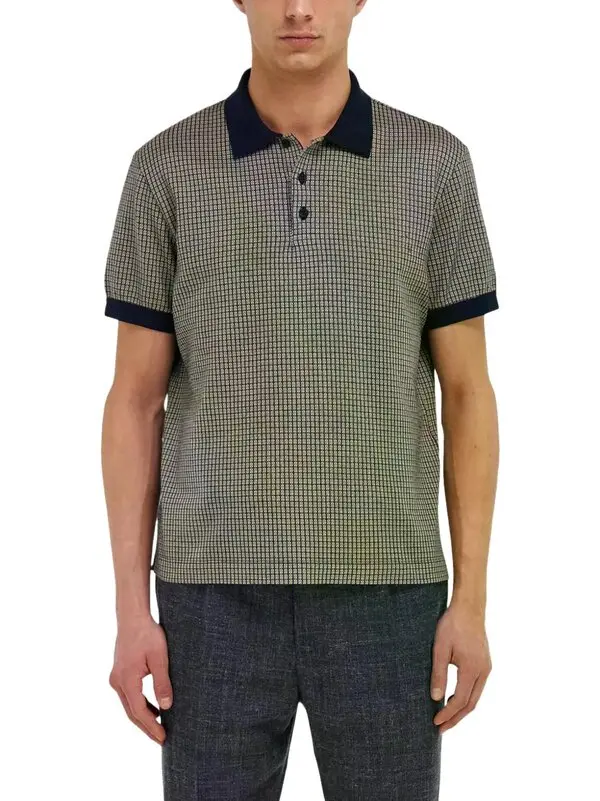 FERRAGAMO Short Sleeve Micro Check Polo - Neutrals