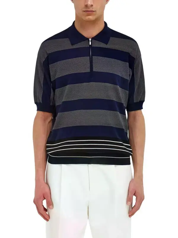 FERRAGAMO Striped Polo Shirt - Blue