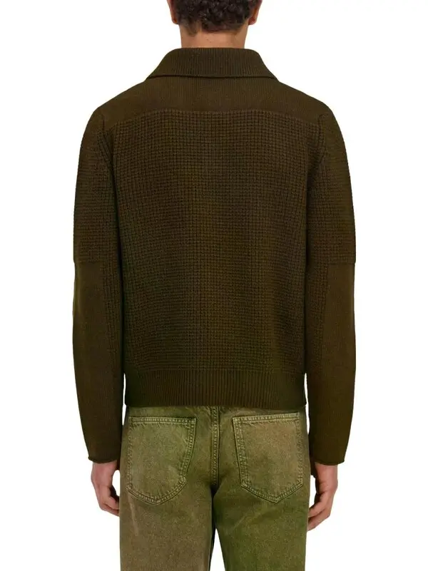 FERRAGAMO Knitted Sweater With Polo Collar - Green