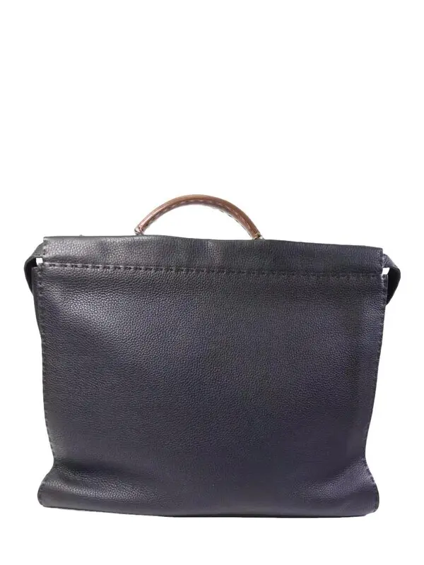 Fendi Large Peekaboo Leather Shoulder Bag - Black