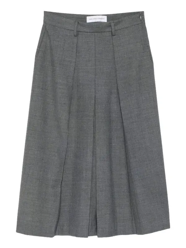 Marie Adam-Leenaerdt Pleated Detail Midi Skirt - Grey