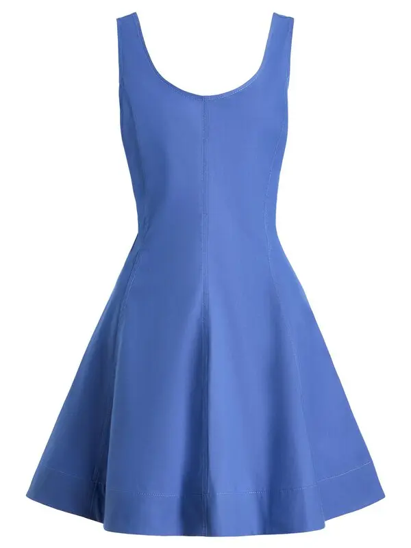 Brandon Maxwell The Poppy Flared Cotton Mini Dress - Blue
