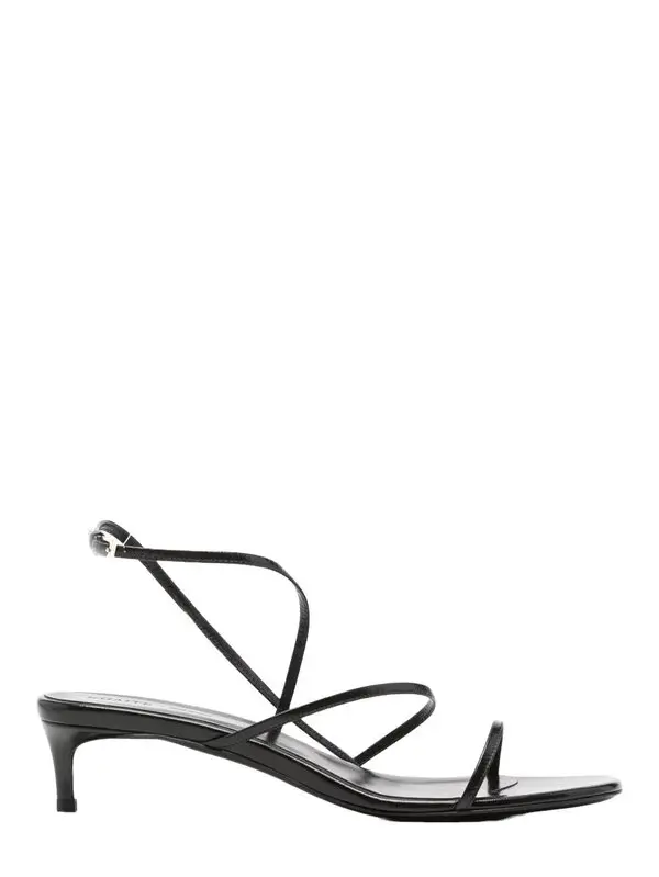 Khaite Leather Strappy Buckle-fastening Kitten Heel Sandals - Black