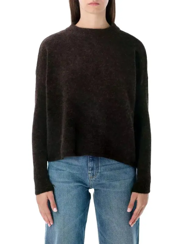 SESSUN Brushed Crew-neck Sweater - Brown