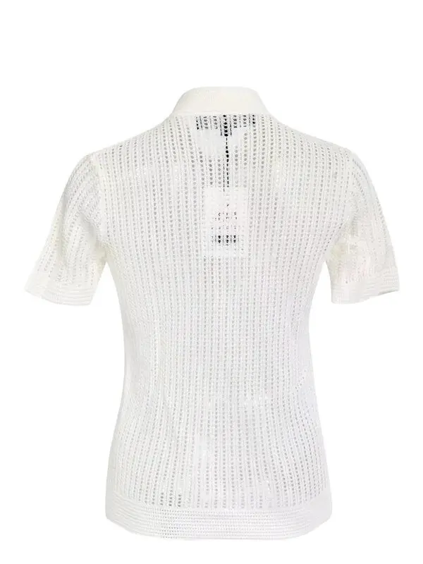 Ralph Lauren Pointelle Knit Polo Sweater - Neutrals