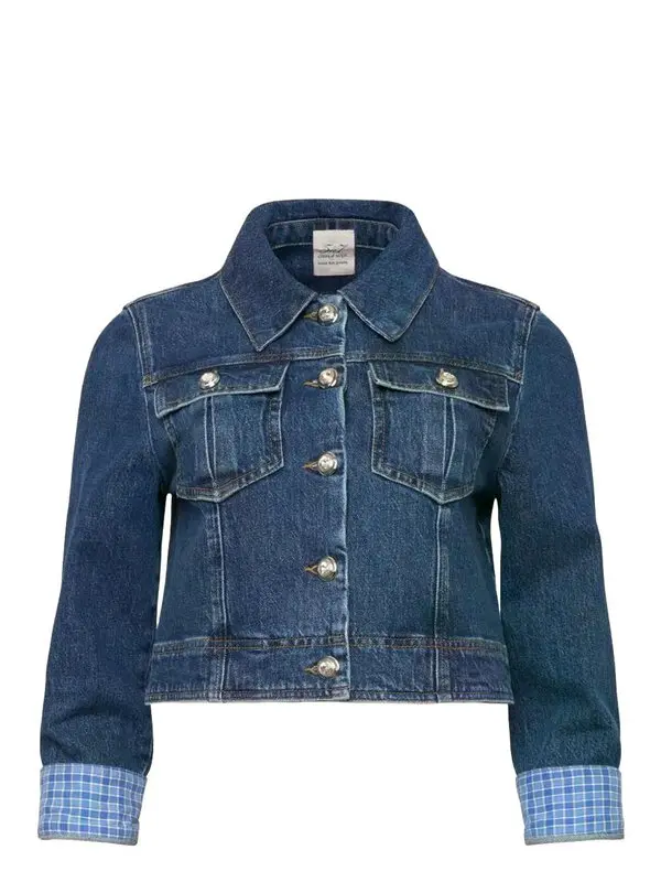 Cinq À Sept Lexie Checked-cuff Denim Jacket - Blue
