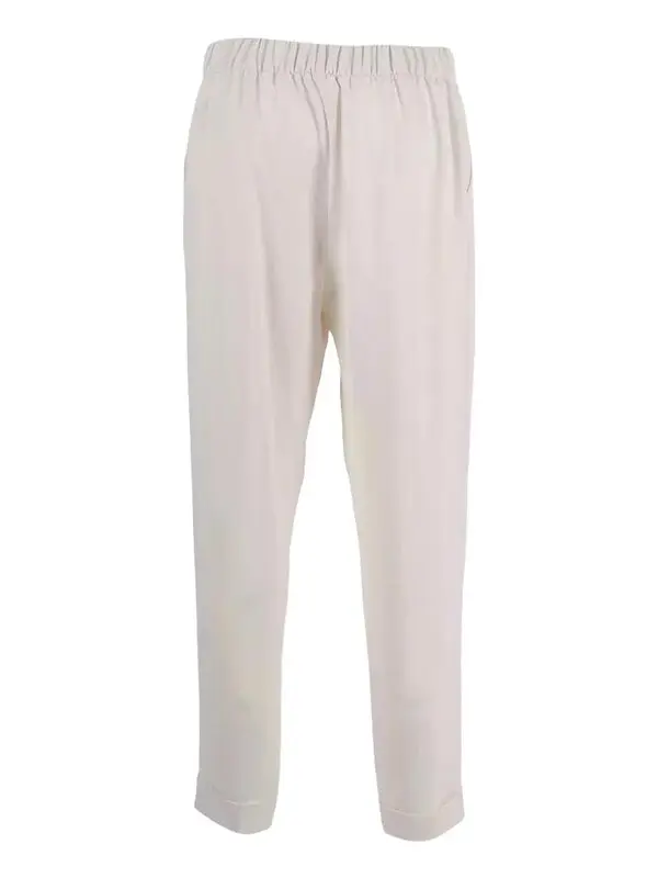 P.a.r.o.s.h Elasticated Waistband Turn-up Trousers - Neutrals