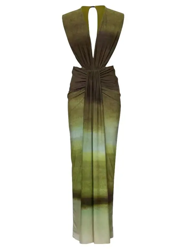 BAOBAB Nia Ruched Cut-out Maxi Dress - Green