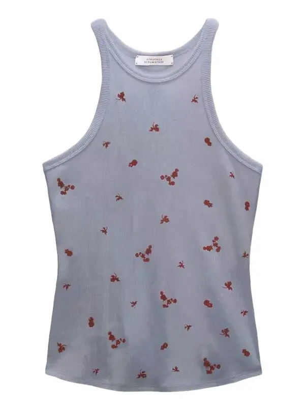 Dorothee Schumacher Seduction Embroidered Ribbed Tank Top - Grey