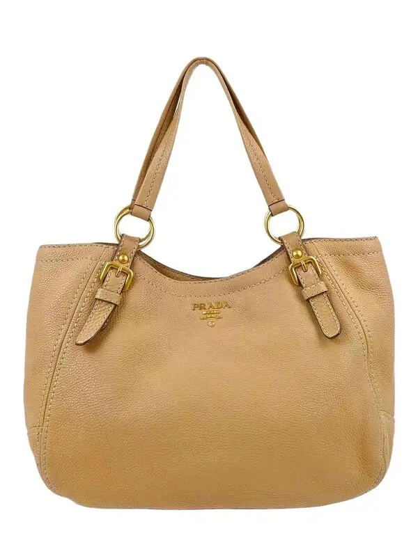 Prada Buckle-detail Leather Tote Bag - Neutrals