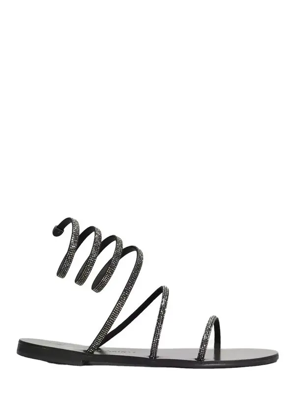 NICOLAS LAINAS Crystal Embellished Spiral Sandals - Black