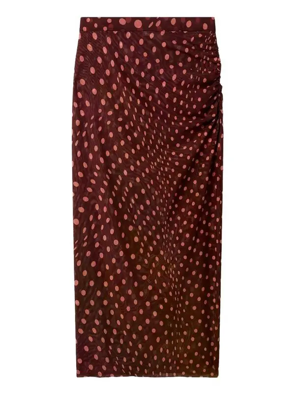 Stella McCartney Polka Dot Ruched Midi Skirt - Red