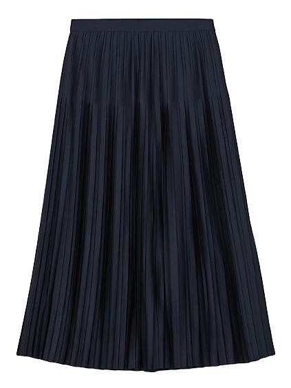 REISS Savannah Pleated Satin Midi Skirt - Navy