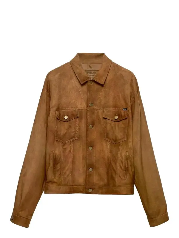 Prada Suede Jacket With Aged Finish - Brown