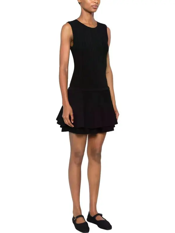 Sandro Ribbed Ruffled-hem Dress - Black