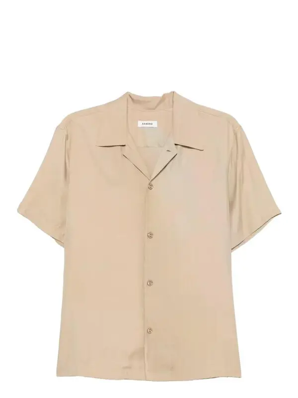 Sandro Shark-collar Short-sleeve Shirt - Neutrals