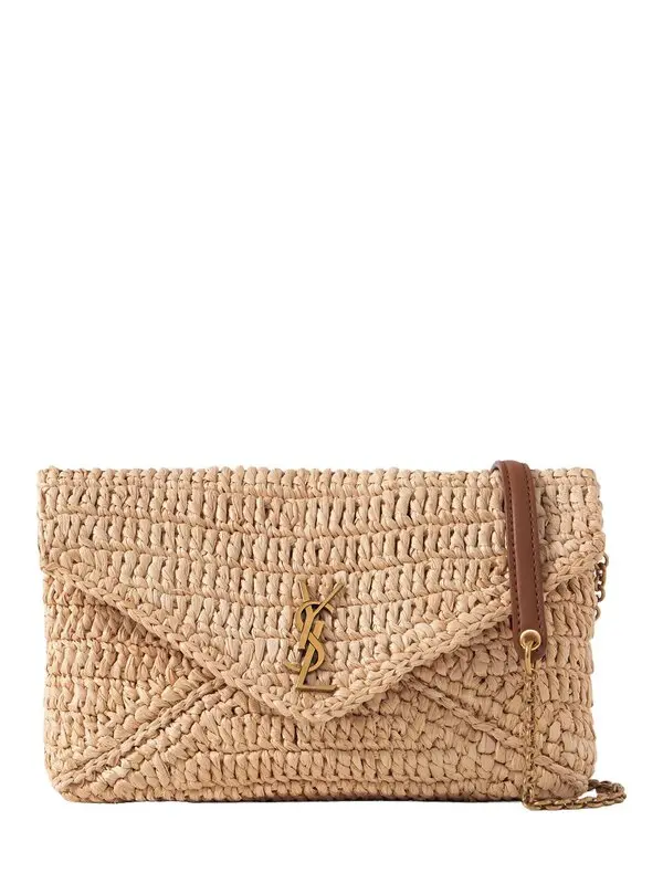 Saint Laurent Cassandre Raffia Shoulder Bag - Neutrals