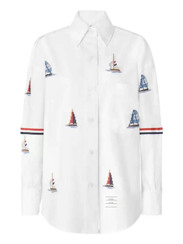 Thom Browne Sailboat-stitch Shirt - White