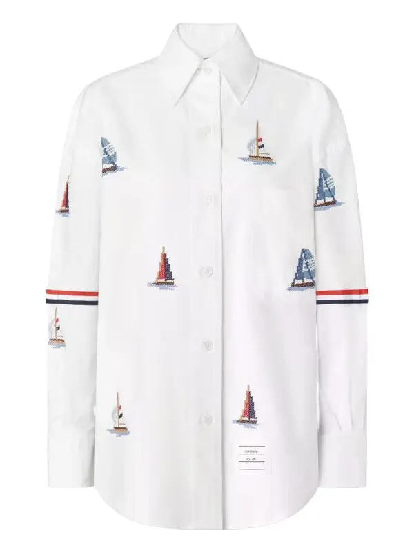 Thom Browne Sailboat Embroidery Shirt - White