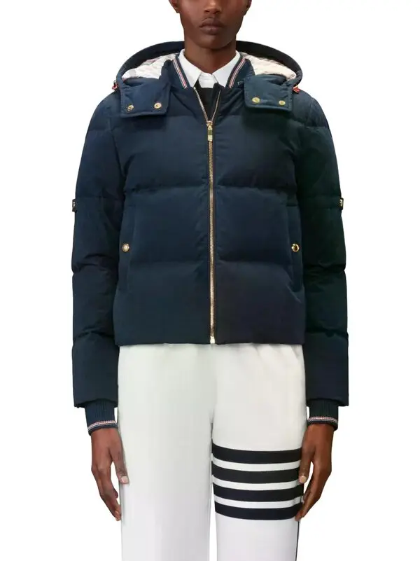 Thom Browne Waxed-tech Down Jacket - Blue