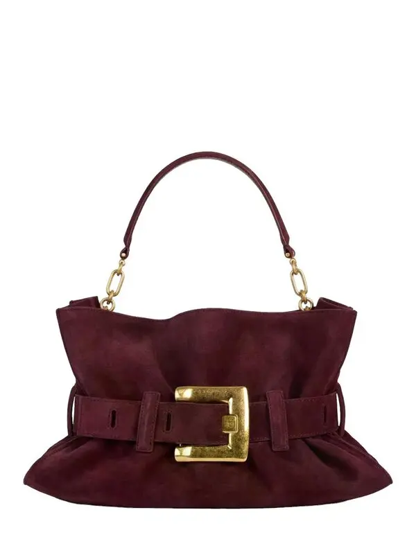 Balmain Medium Anthem Suede And Leather Bag - Red