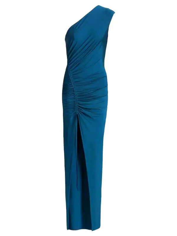Balmain Long Draped Jersey Dress - Blue
