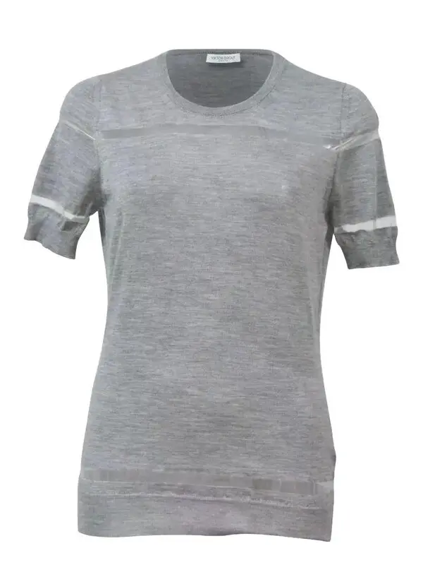 Viktor & Rolf Mesh Stripe Short Sleeve Top - Grey