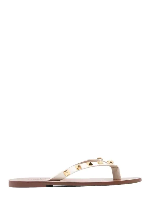 Valentino Garavani Rockstud Embellished Flat Rubber Sandals - Neutrals