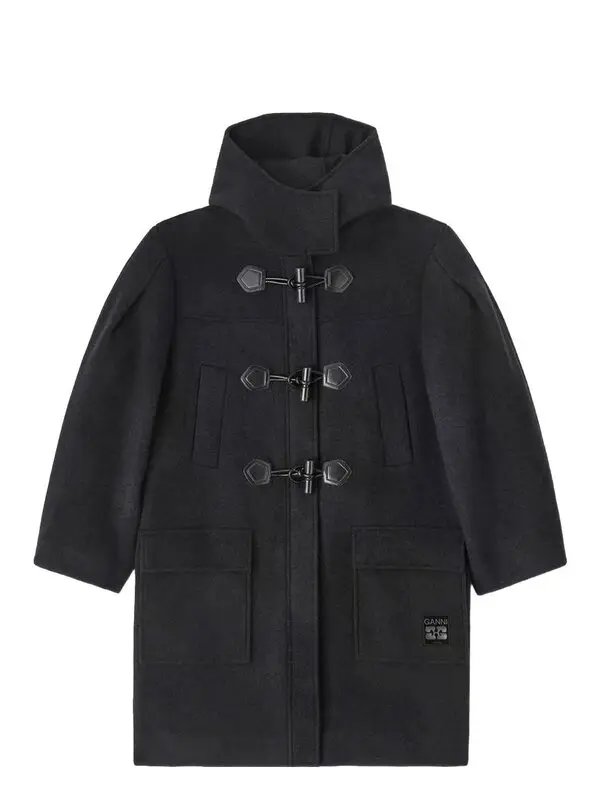 GANNI Toggle-fastening Hooded Parka Coat - Grey