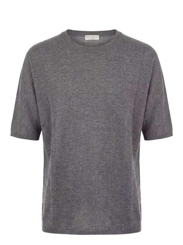 Brunello Cucinelli Cashmere Crew Neck T-shirt - Grey