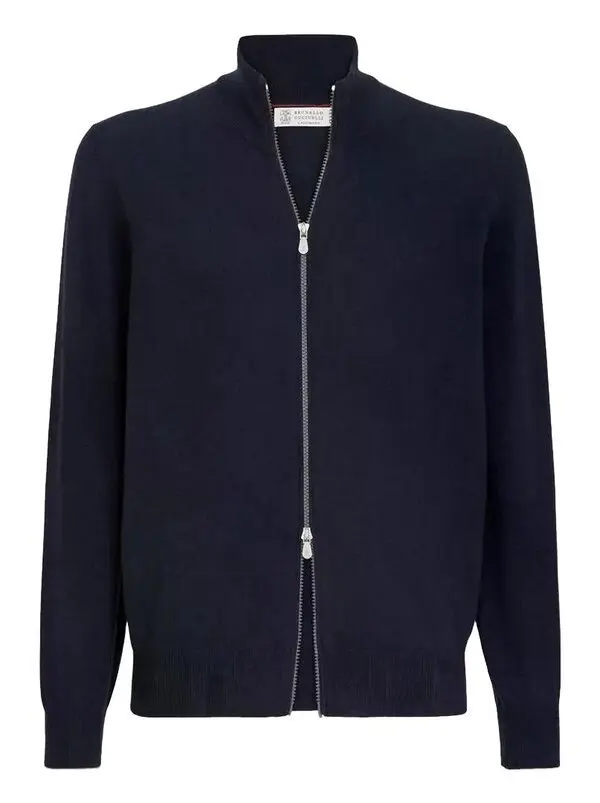 Brunello Cucinelli Zip-up Fine Knit Cardigan - Blue