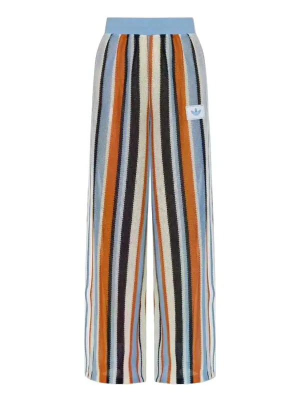 Adidas Firebird Summer Glow Striped Logo-patch Trousers - Blue