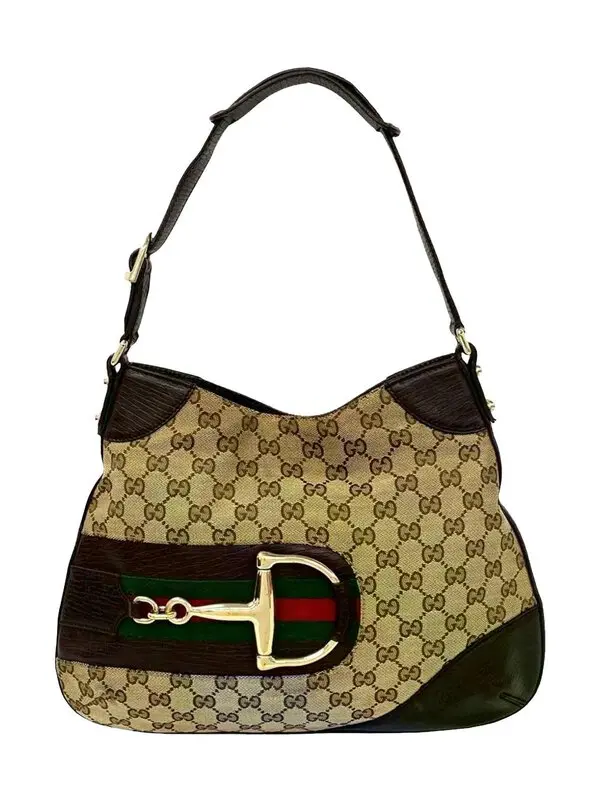 Gucci Gg Canvas Hasler Web Shoulder Bag - Neutrals