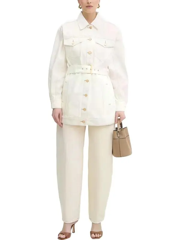 Armani Exchange Belted Denim Jacket - White